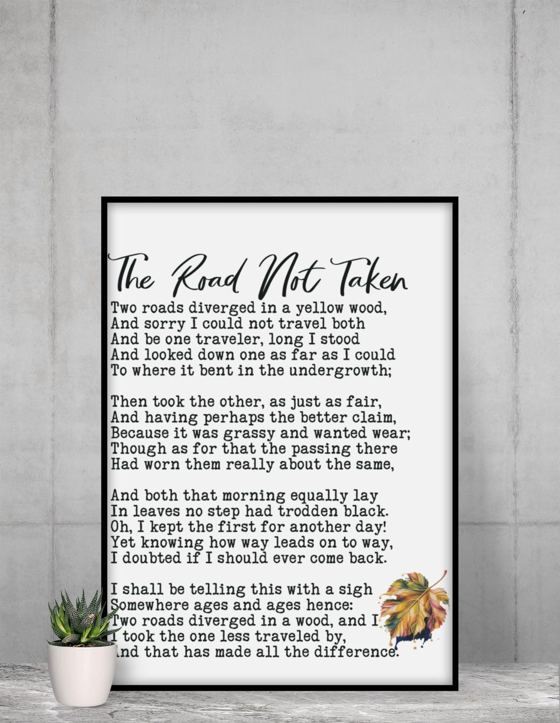 Robert Frost 'the Road Not Taken' Poetry Print: Literary Wall Art (PNG ...