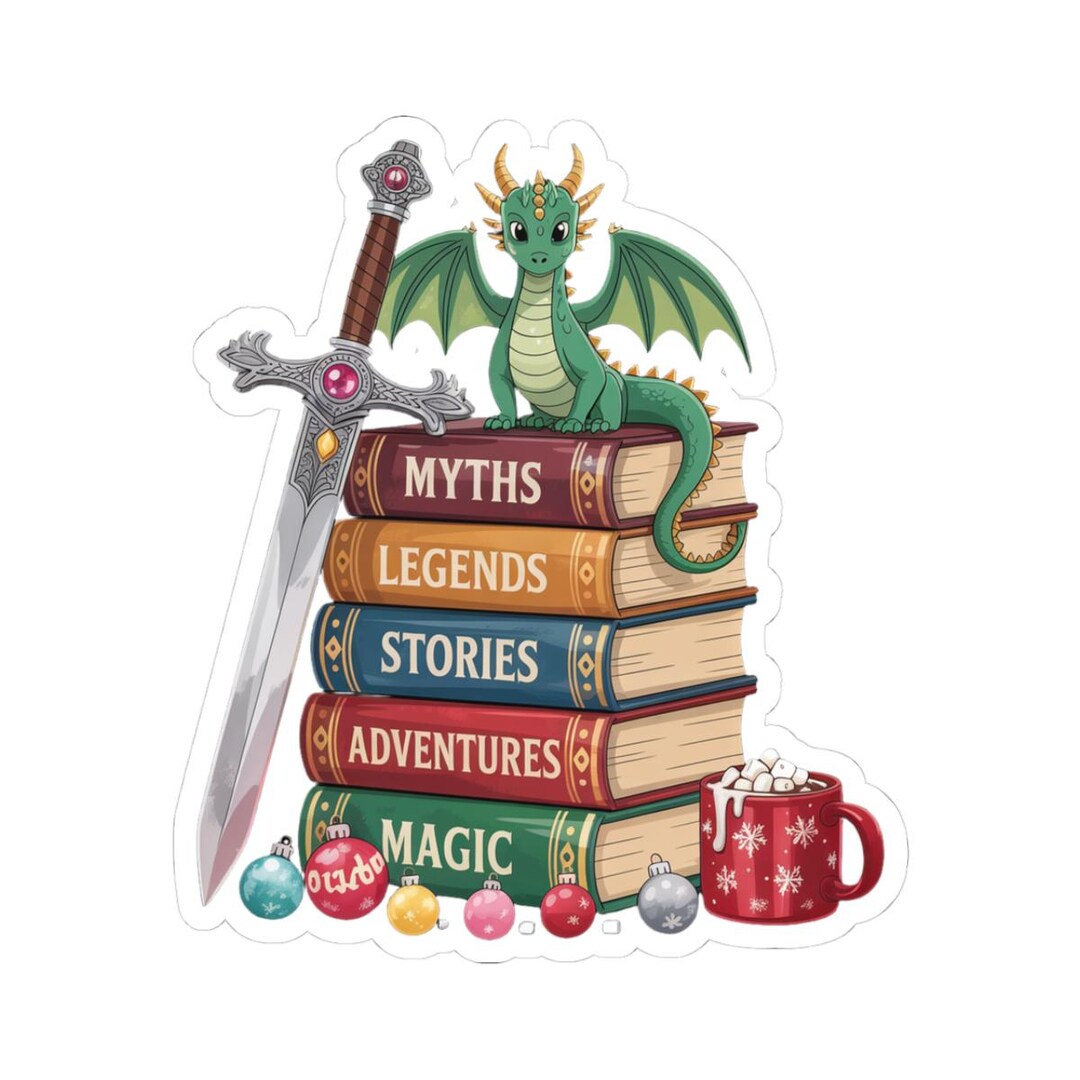 Dragon Fantasy Book Stack Sticker | Booktok Reader Christmas Decal - Etsy
