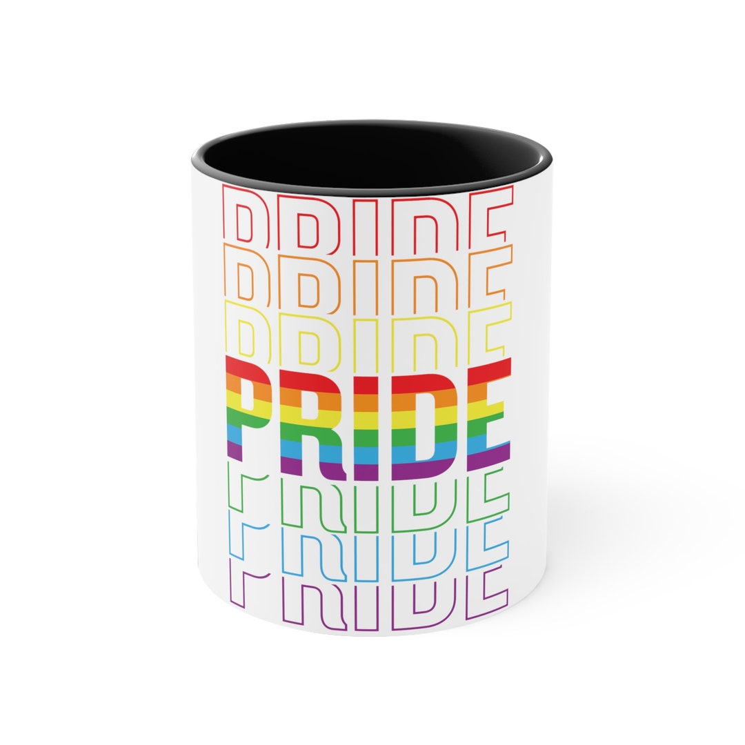 Gay Pride Repeating Color Accent Coffee Mug 11oz Mug Rainbow Mug