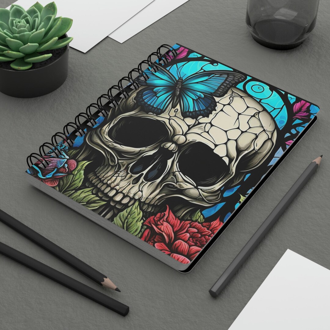 Stained Glass Skull, Spiral Bound Journal, Spiral Notebook, Lined ...