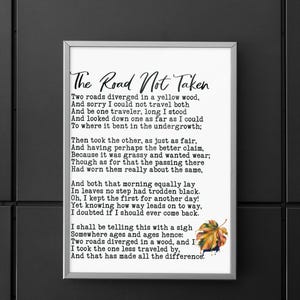 Robert Frost 'the Road Not Taken' Poetry Print: Literary Wall Art (PNG ...