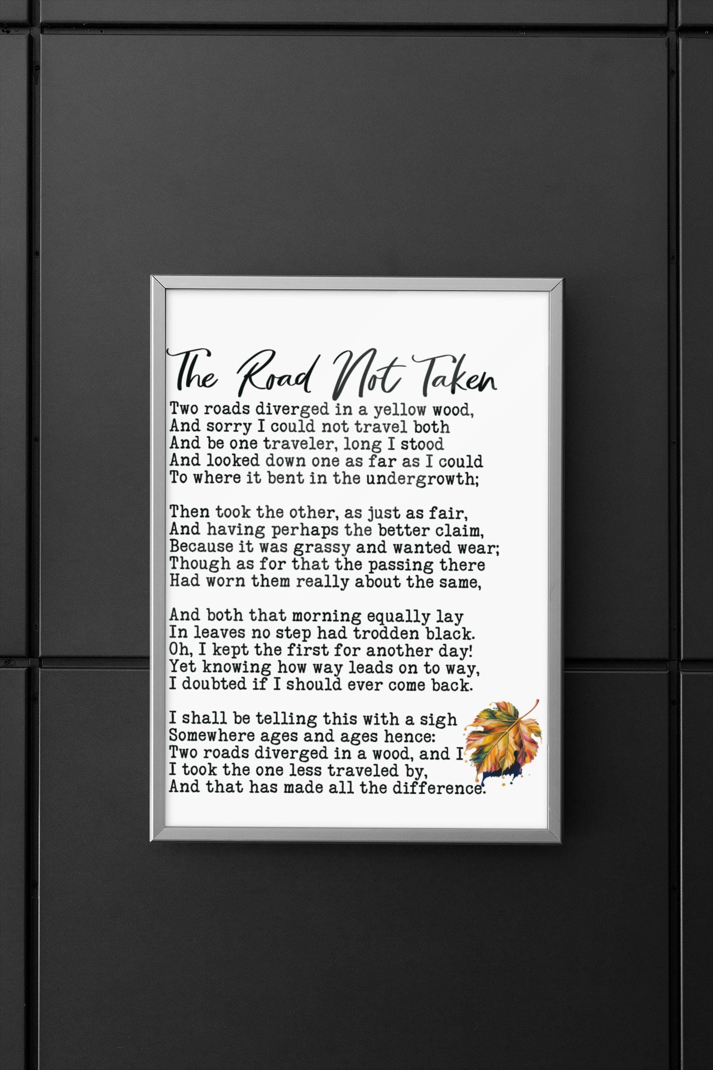 Robert Frost 'the Road Not Taken' Poetry Print: Literary Wall Art (PNG ...