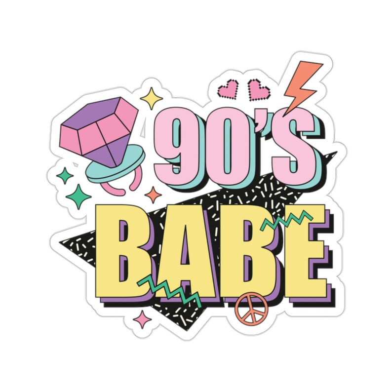 Retro 90's Babe Kiss-cut Stickers, 90's Stickers, 90's Vibes, Nineties ...