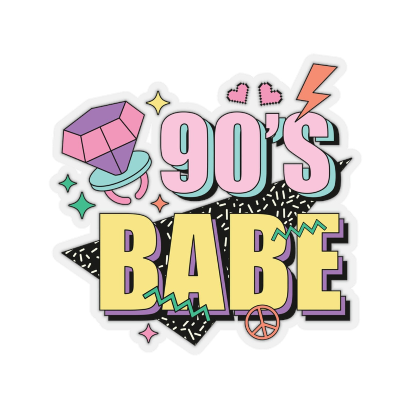 Retro 90's Babe Kiss-cut Stickers, 90's Stickers, 90's Vibes, Nineties ...