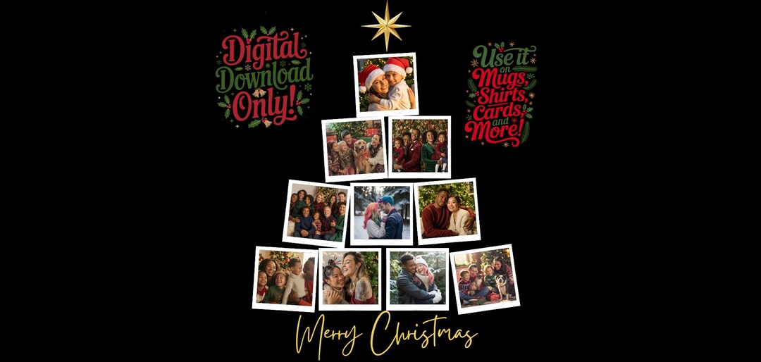 Christmas Tree Photo Collage Template | Editable Canva Holiday Download ...