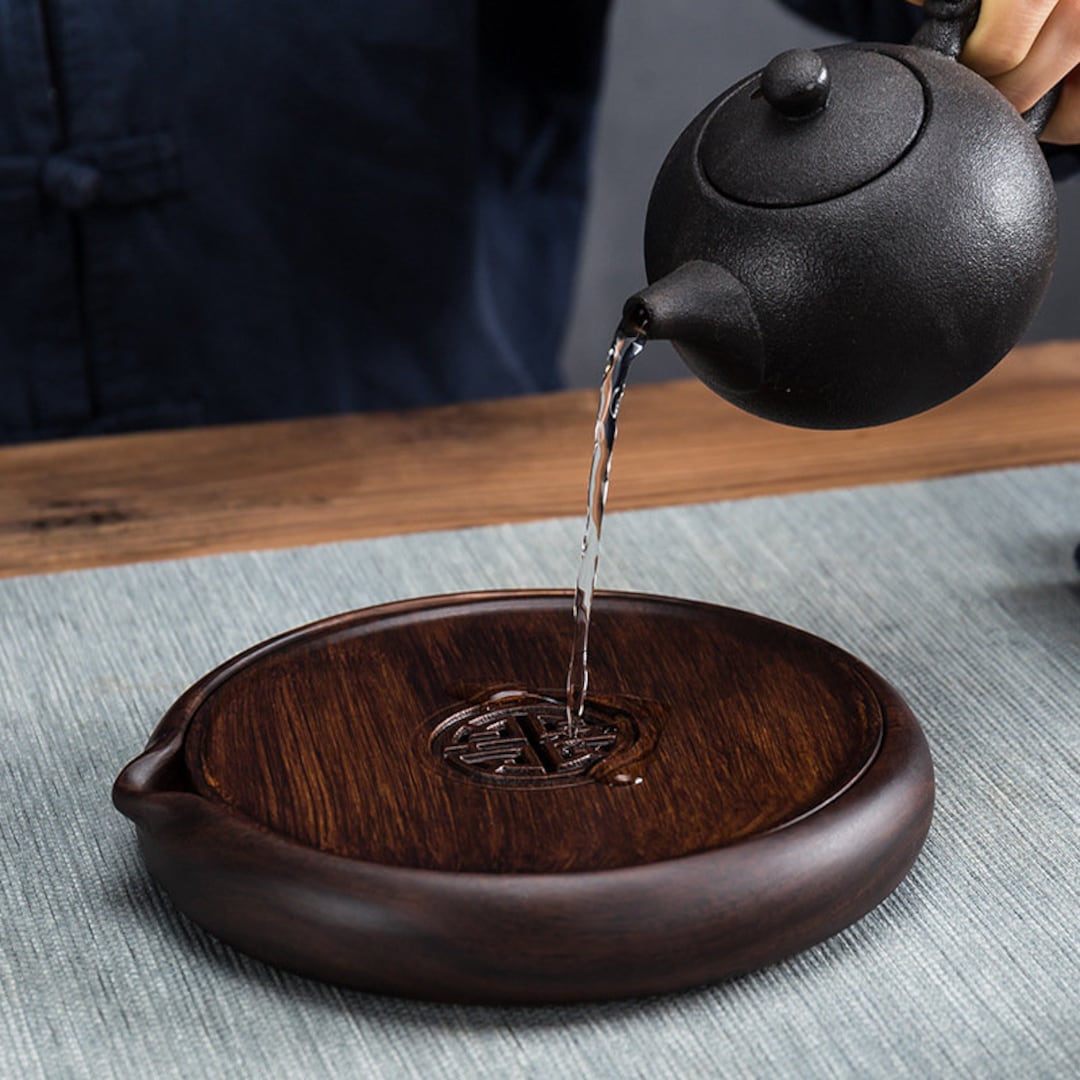 Dark Wooden Tea Tray for Gongfu Brewing Gaiwan Puer Puerh Green Black ...