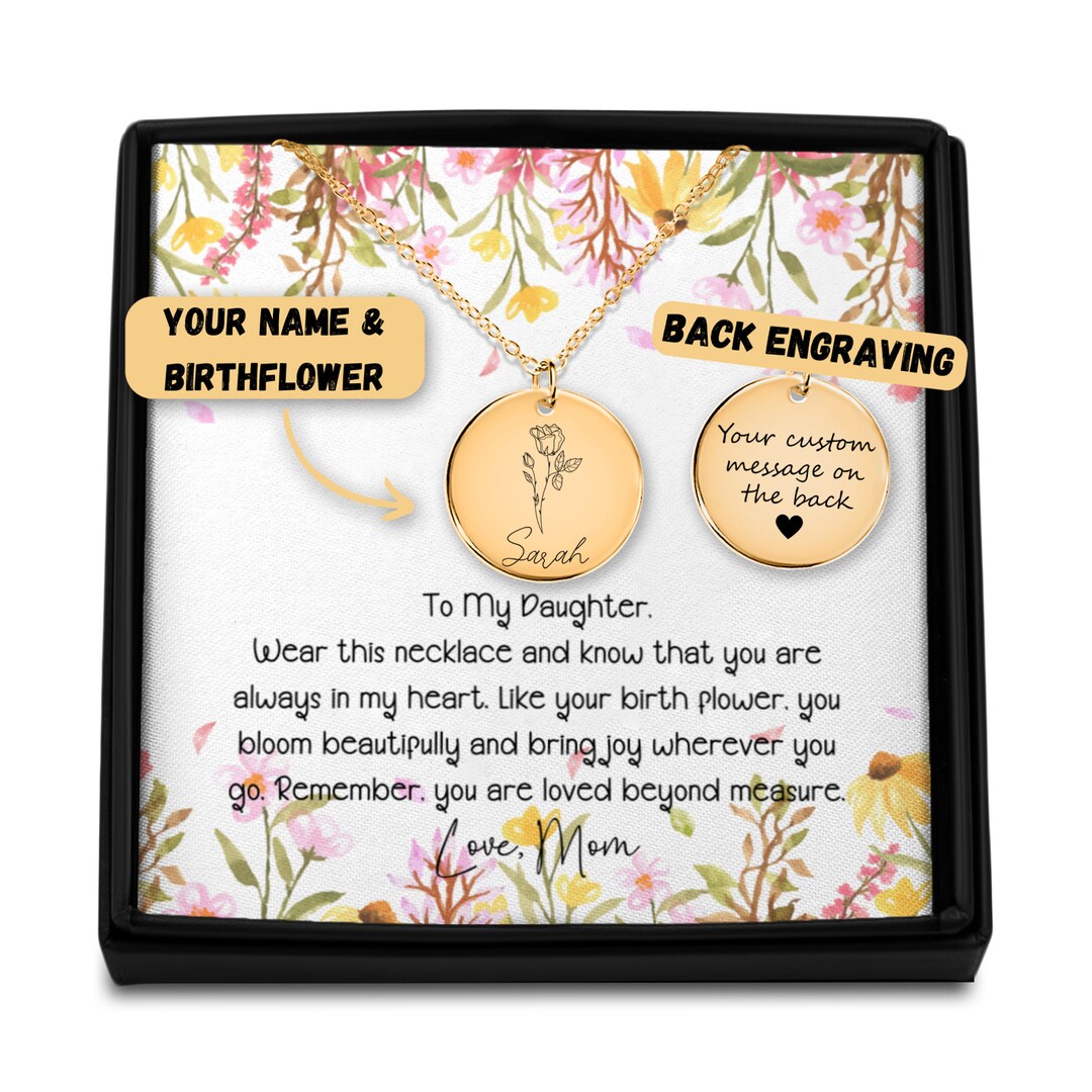 To My Daughter Custom Birth Flower Necklace Message Card Inspirational ...