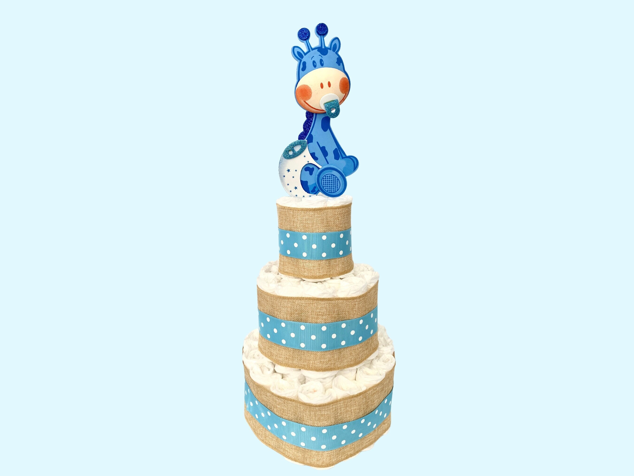 Safari Diaper Cake Giraffe Topper 60ct Diapers Baby Shower Gift Idea ...