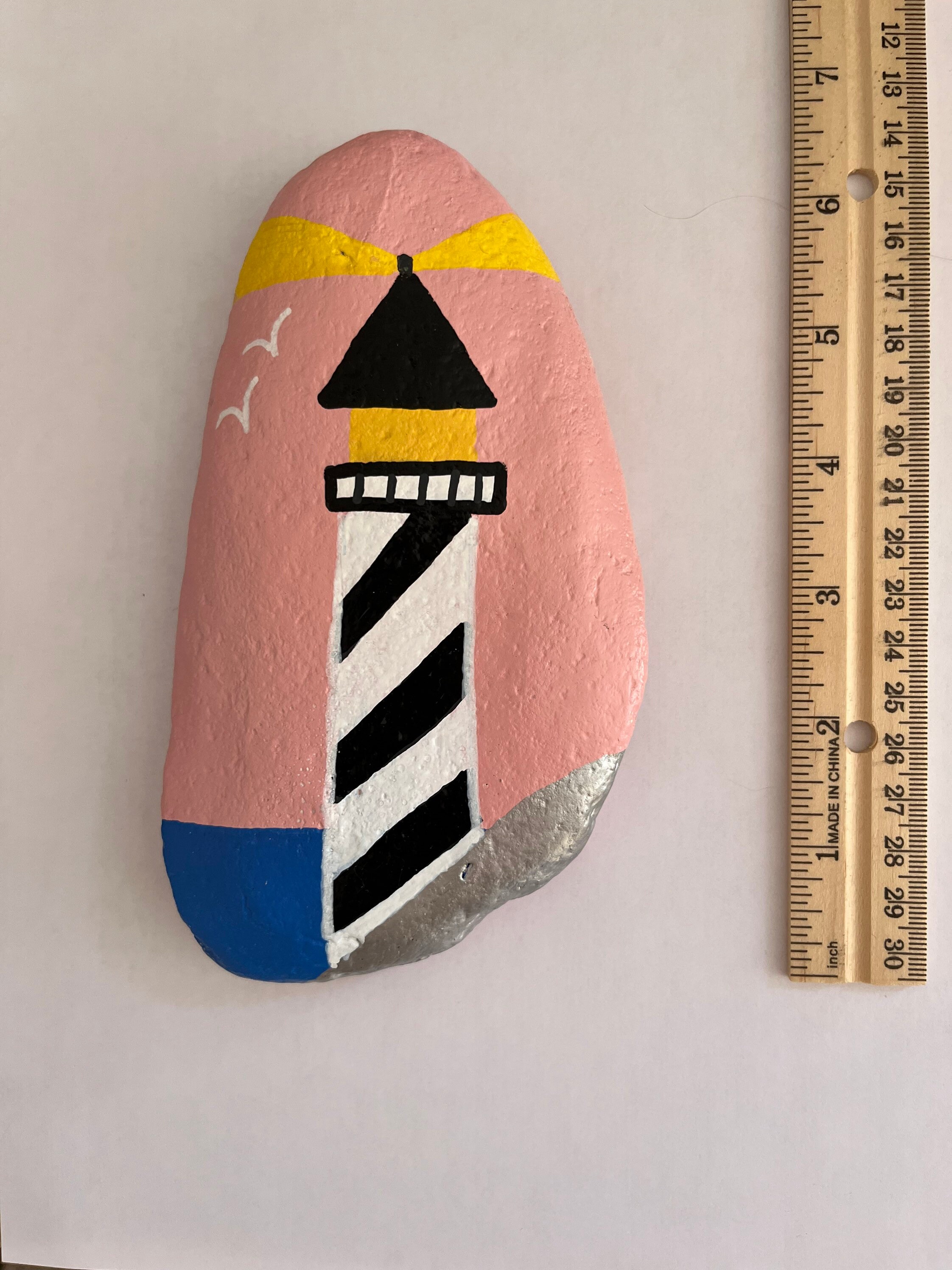 Pretty Pink Sunset Lighthouse Hand Painted Rock - Etsy