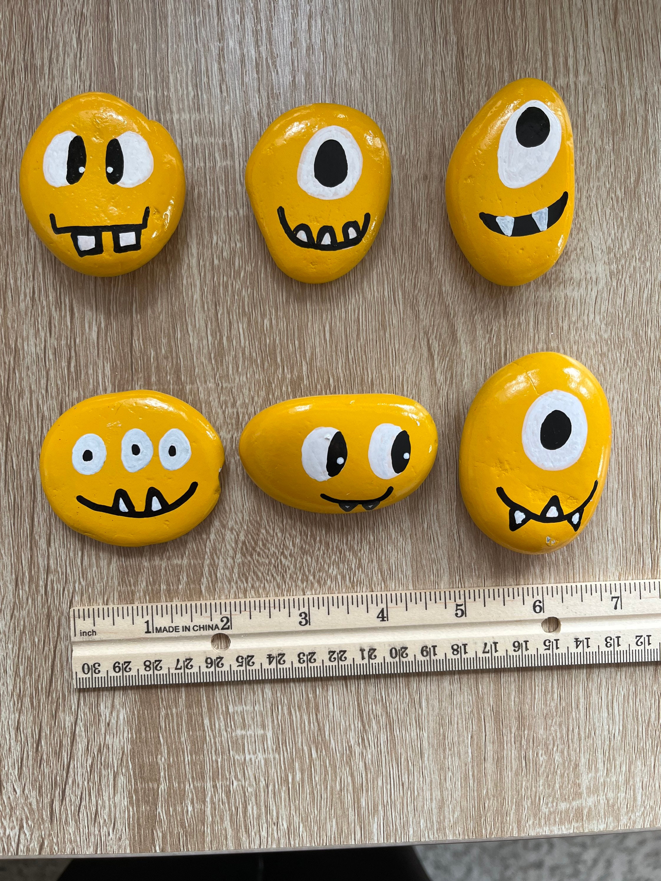 Cute Set of Hand Painted Rock Monsters - Etsy