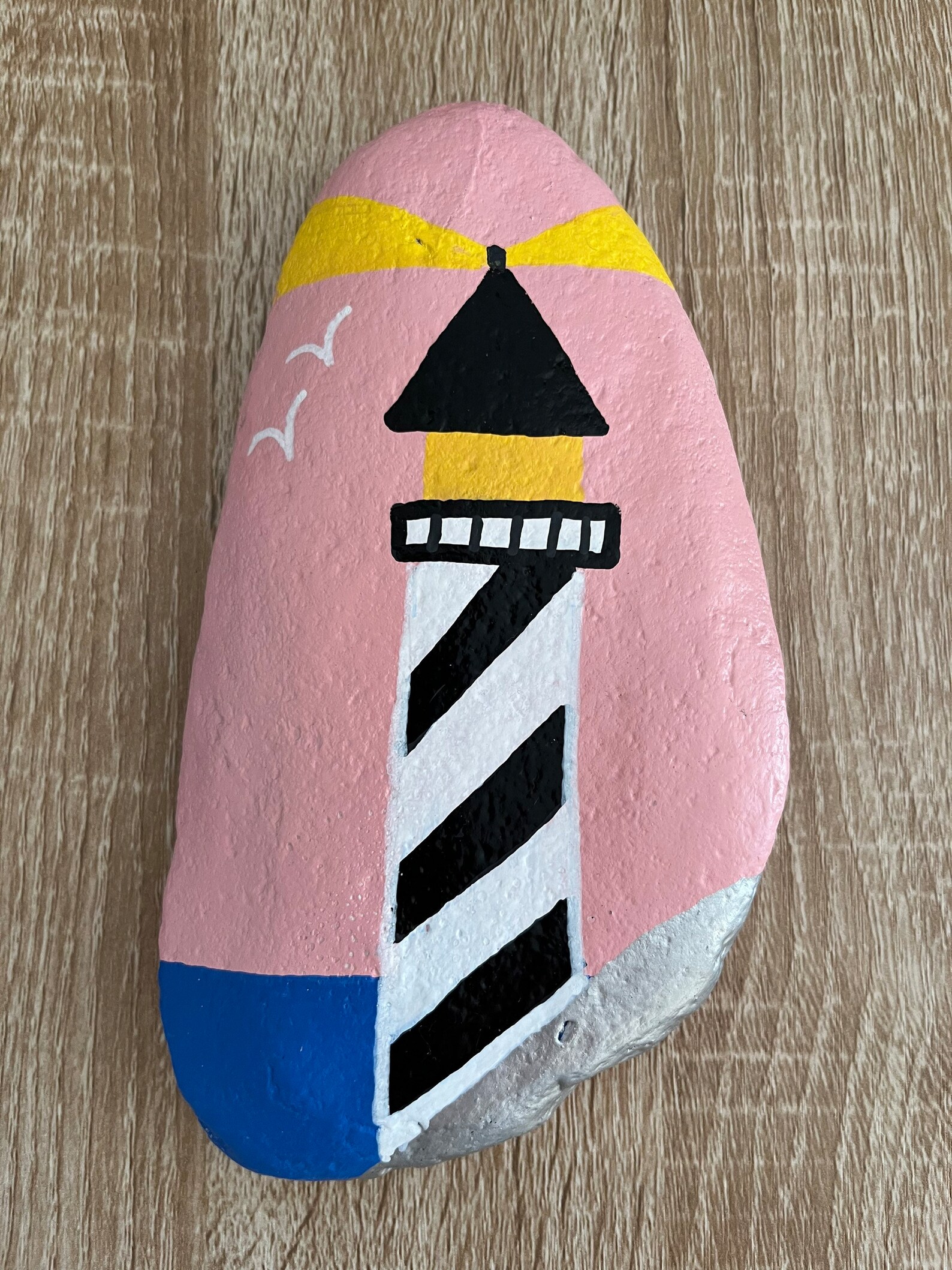 Pretty Pink Sunset Lighthouse Hand Painted Rock - Etsy