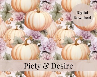 Pink Pumpkin Digital Paper Fall Pattern Seamless Pattern - Etsy