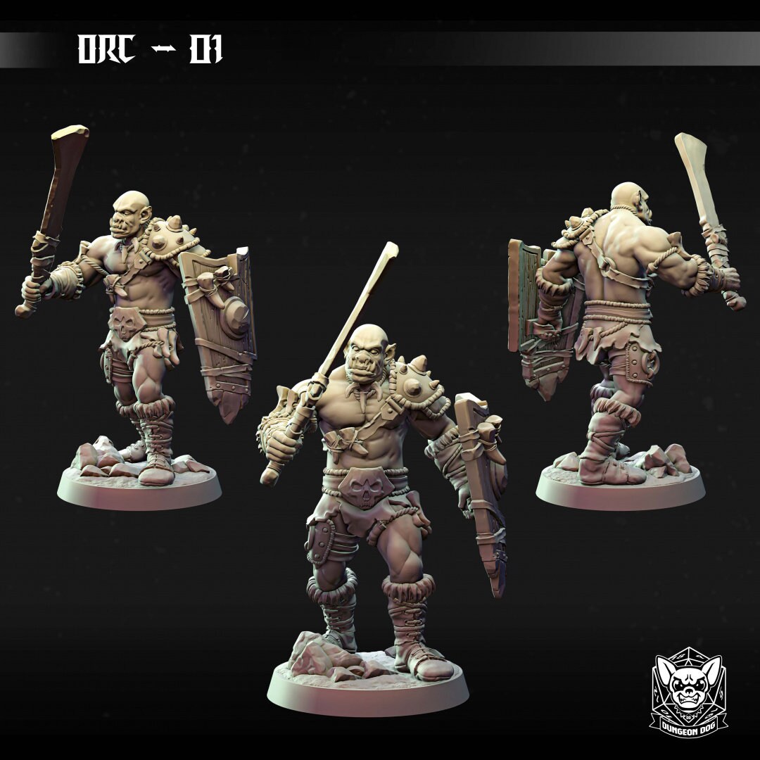 Orcs 6 Different Models RPG Tabletop Miniatures Dungeon Dog Miniatures ...