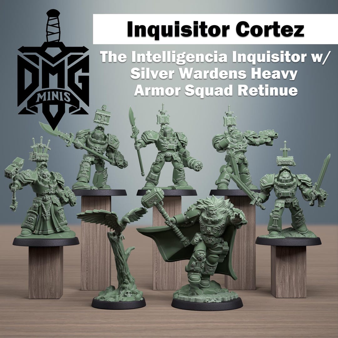 Inquisitor Cortez & Five Silver Wardens | RPG | Wargaming | DMG Minis ...
