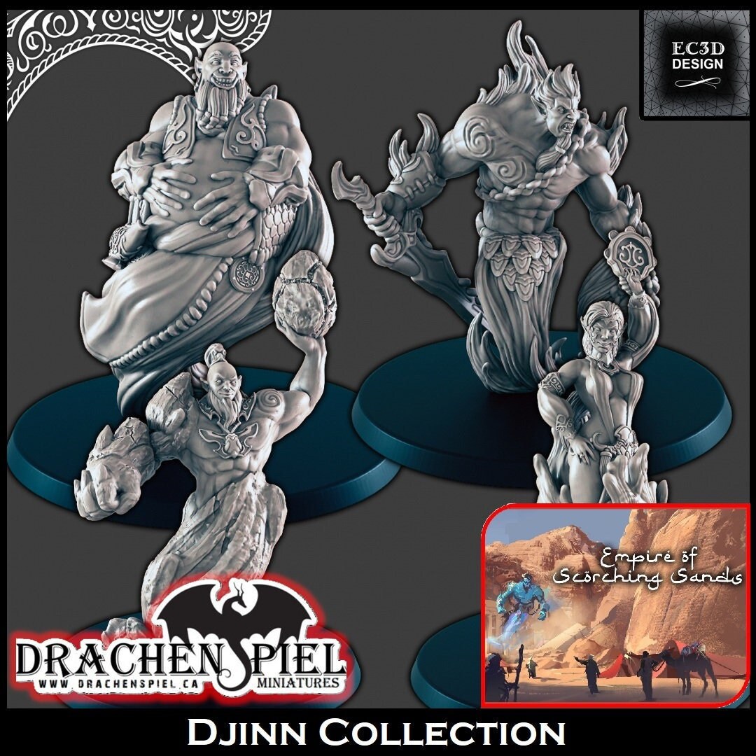 Djinni Air Earth Fire Water Empire of Scorching Sands, Persian ...