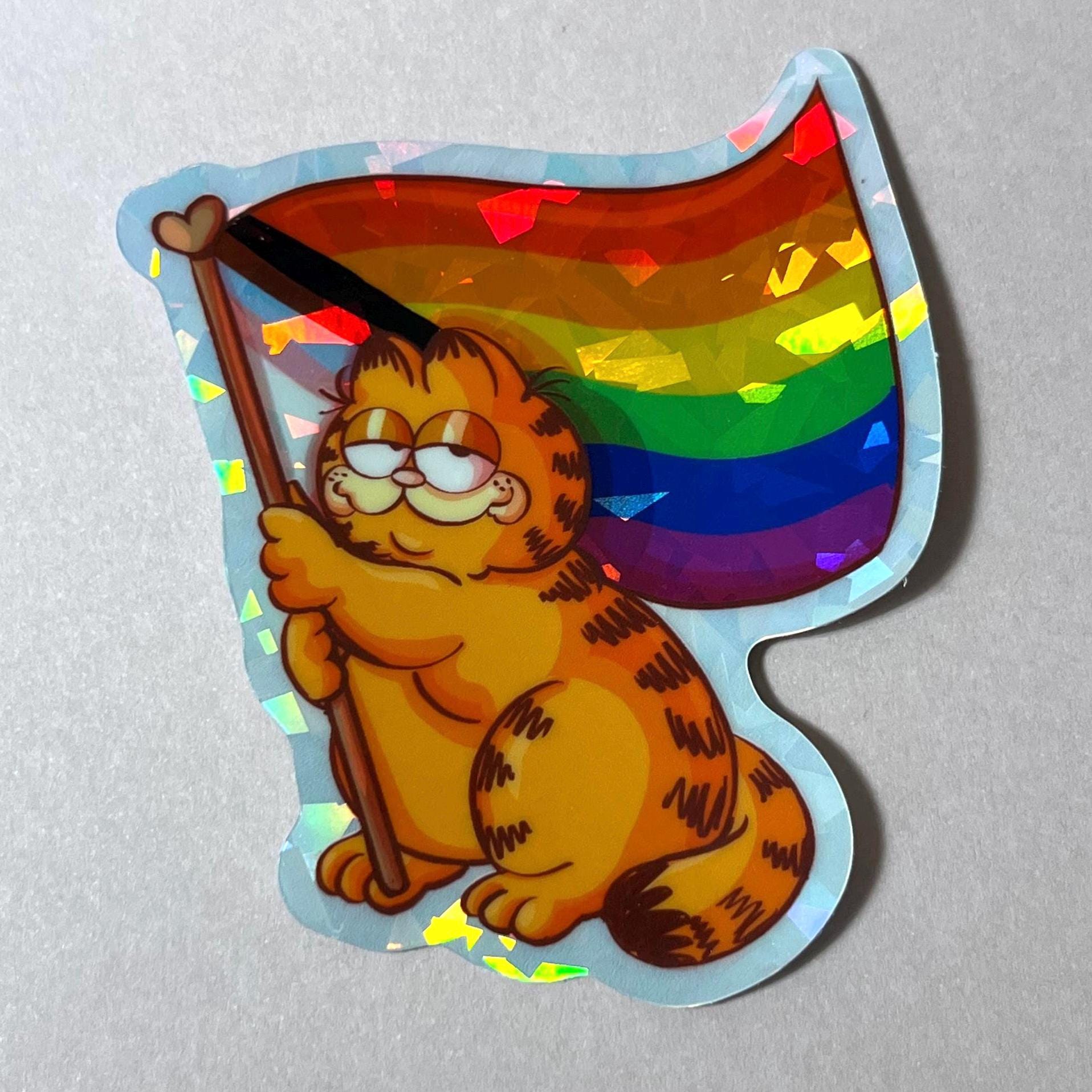 Garfield Pride Flag Glitter Prism Sticker - Etsy