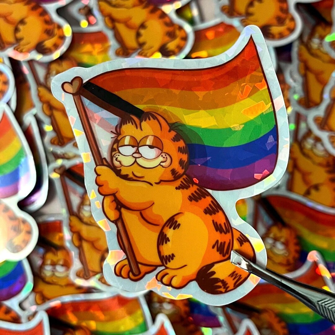 Garfield Pride Flag Glitter Prism Sticker - Etsy
