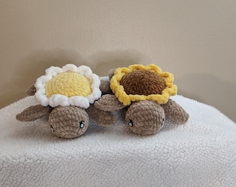 Crochet Flower Turtle Plushie Sunflower, Daisy, or Custom Fruits ...