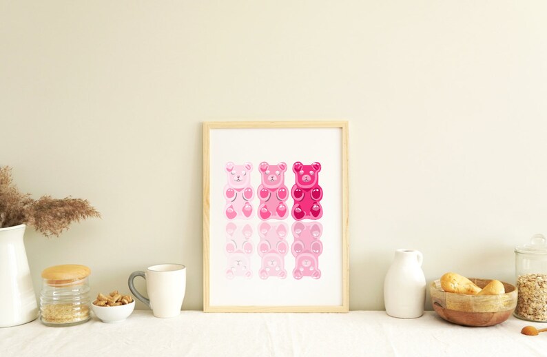 Gummy Bear Wall Art (unframed), Gummy Bear Poster, Modern Art, Pastel ...