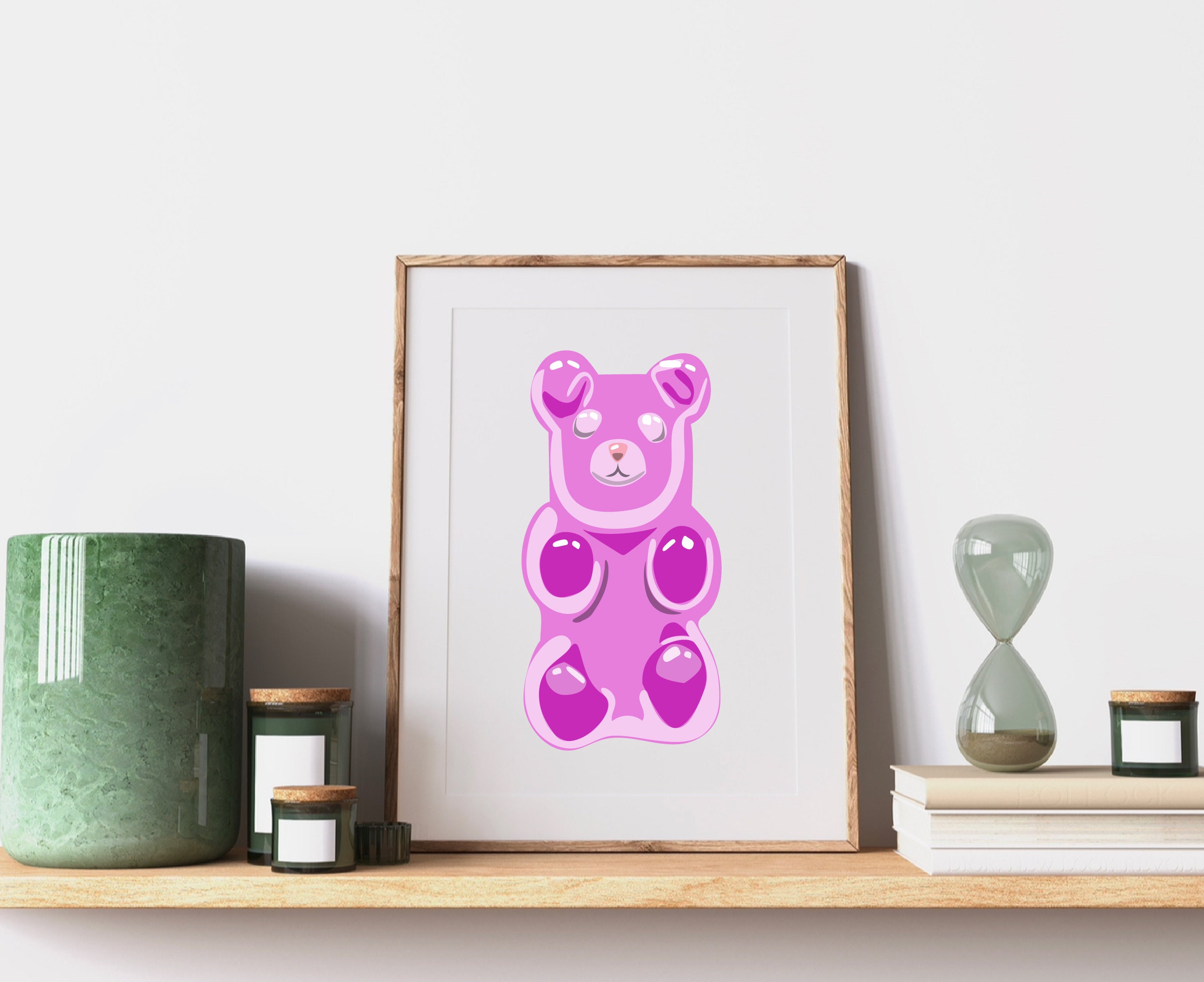 Gummy Bear Wall Decor (unframed), Pastel Colour Art, Gummy Bear Print ...