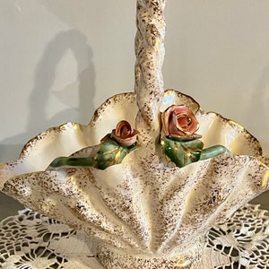 Pretty Ceramic Basket. Vase, Decor ,candy Dish, Little Posies , Easter ...