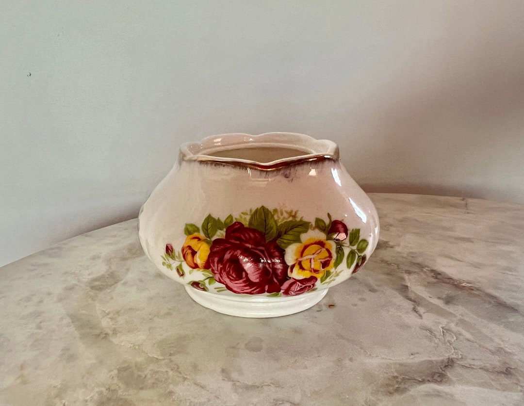 Vintage Fine Bone China Cottage Rose Jar / Trinket Jar - Etsy