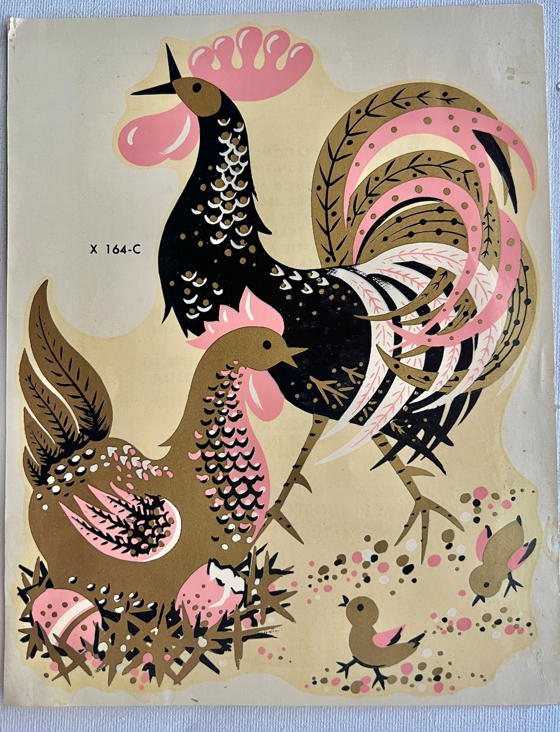 Vintage Retro Rooster,pink.kitchen Set Decals Waterslide Decals,set of ...