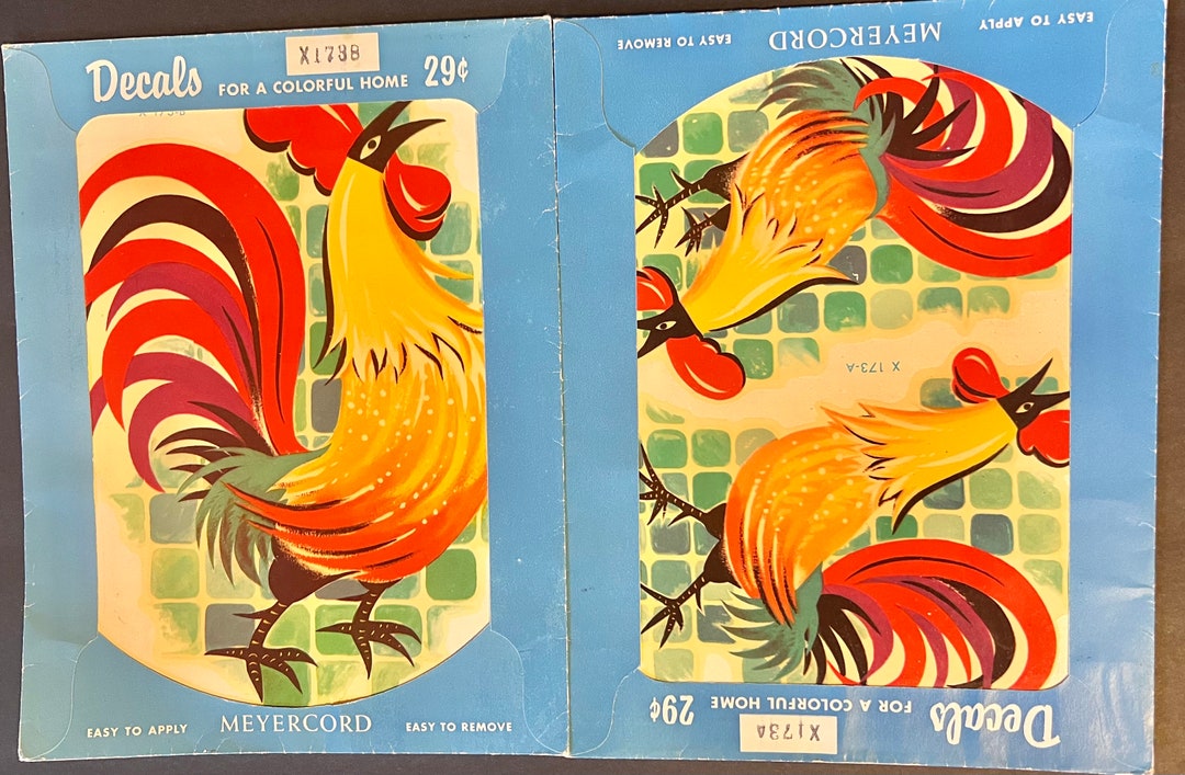 Lot of 3 Retro Rooster, Kitchen Set Decals Waterslide Decals, Set of 3 ...