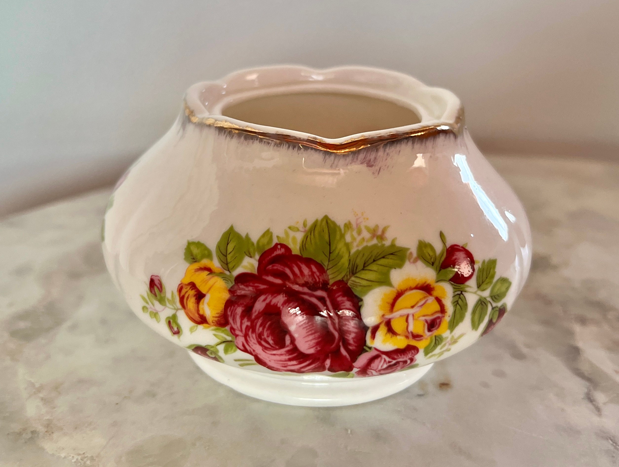 Vintage Fine Bone China Cottage Rose Jar / Trinket Jar - Etsy