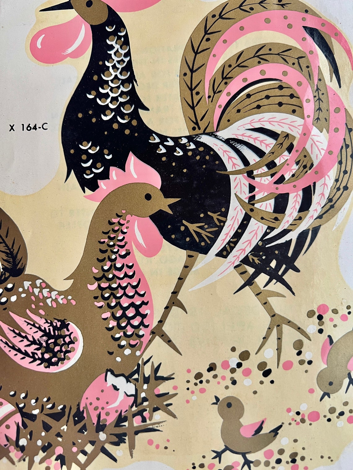 Vintage Retro Rooster,pink.kitchen Set Decals Waterslide Decals,set of ...