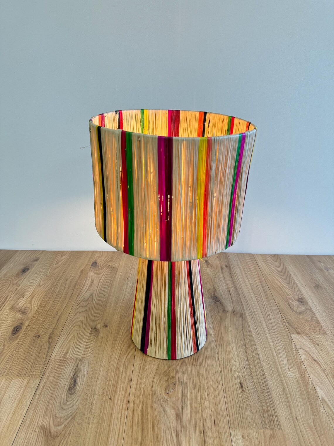 Raffia Bedside Lamp - Multicolor - Etsy