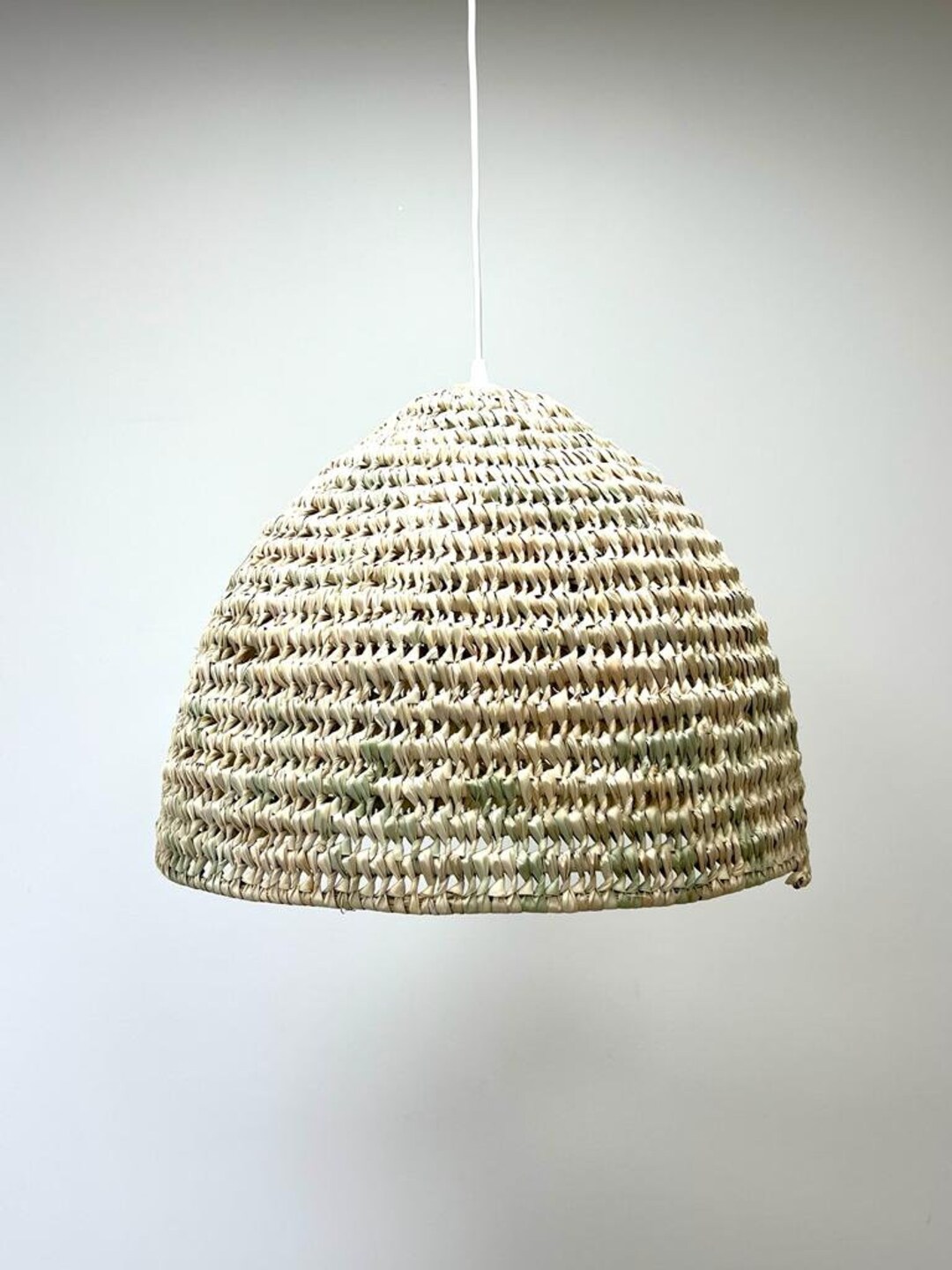 Wicker Pendant Light, Palm Leaf Light Fixture, Lampshade, EVA Dome ...