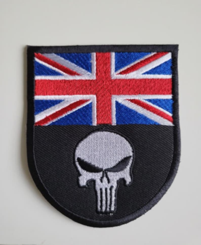 Punisher, England Flag, Skull, High Quality IRON ON/ Sew on Applique ...