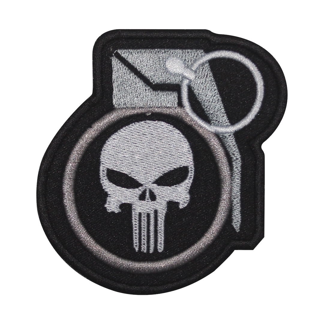 Punisher, Skull, Bomb, Grenade High Quality Embroidered Applique IRON ...