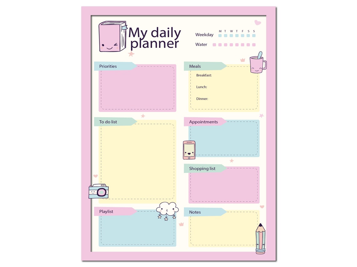 Cute Daily Planner: Pastel Colors for Every Day, Your Daily Planner ...