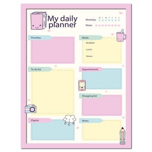 Cute Daily Planner: Pastel Colors for Every Day, Your Daily Planner ...