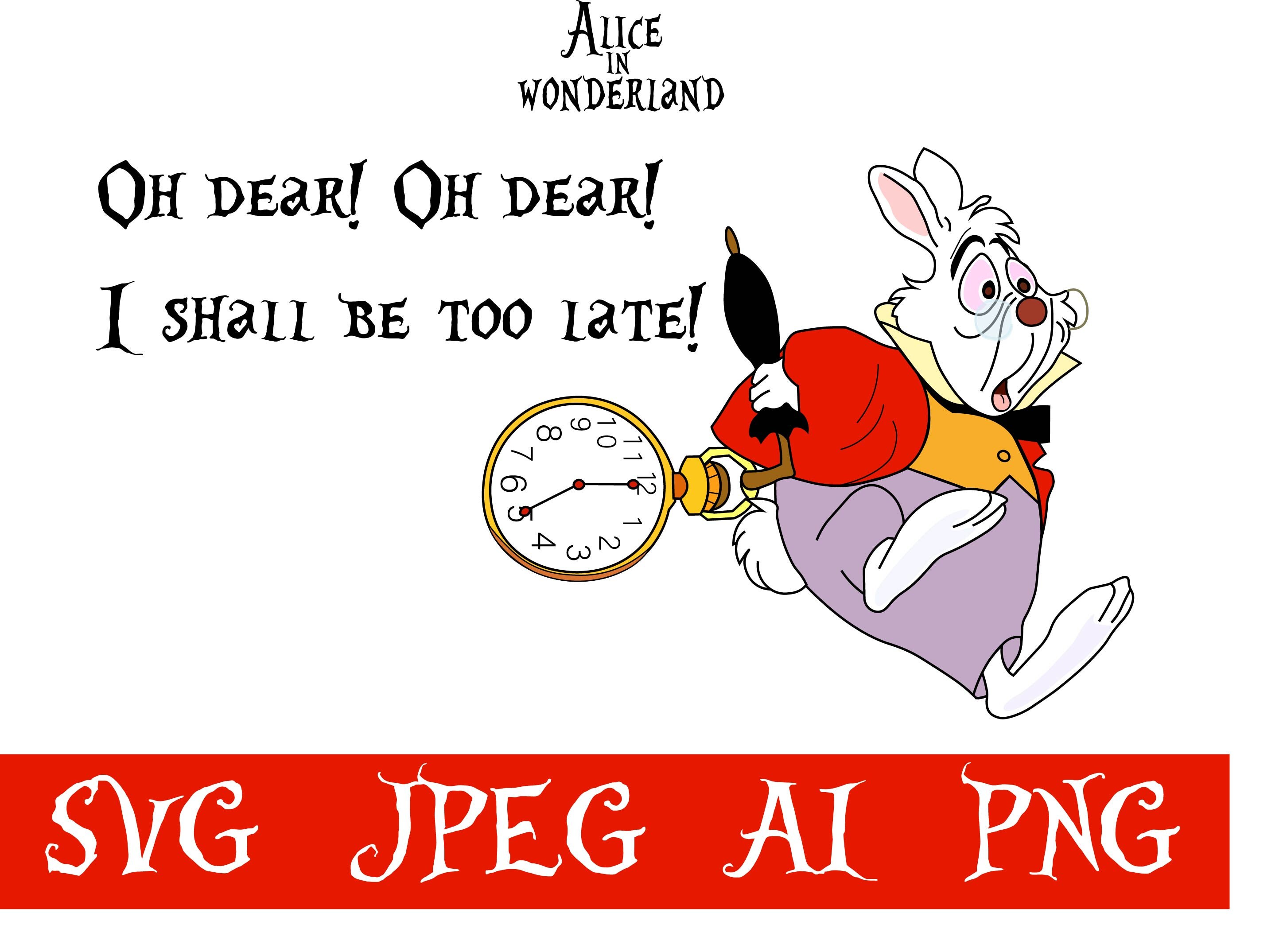Alice in Wonderland Svg, Alice in Wonderland Png, White Rabbit Cricut ...