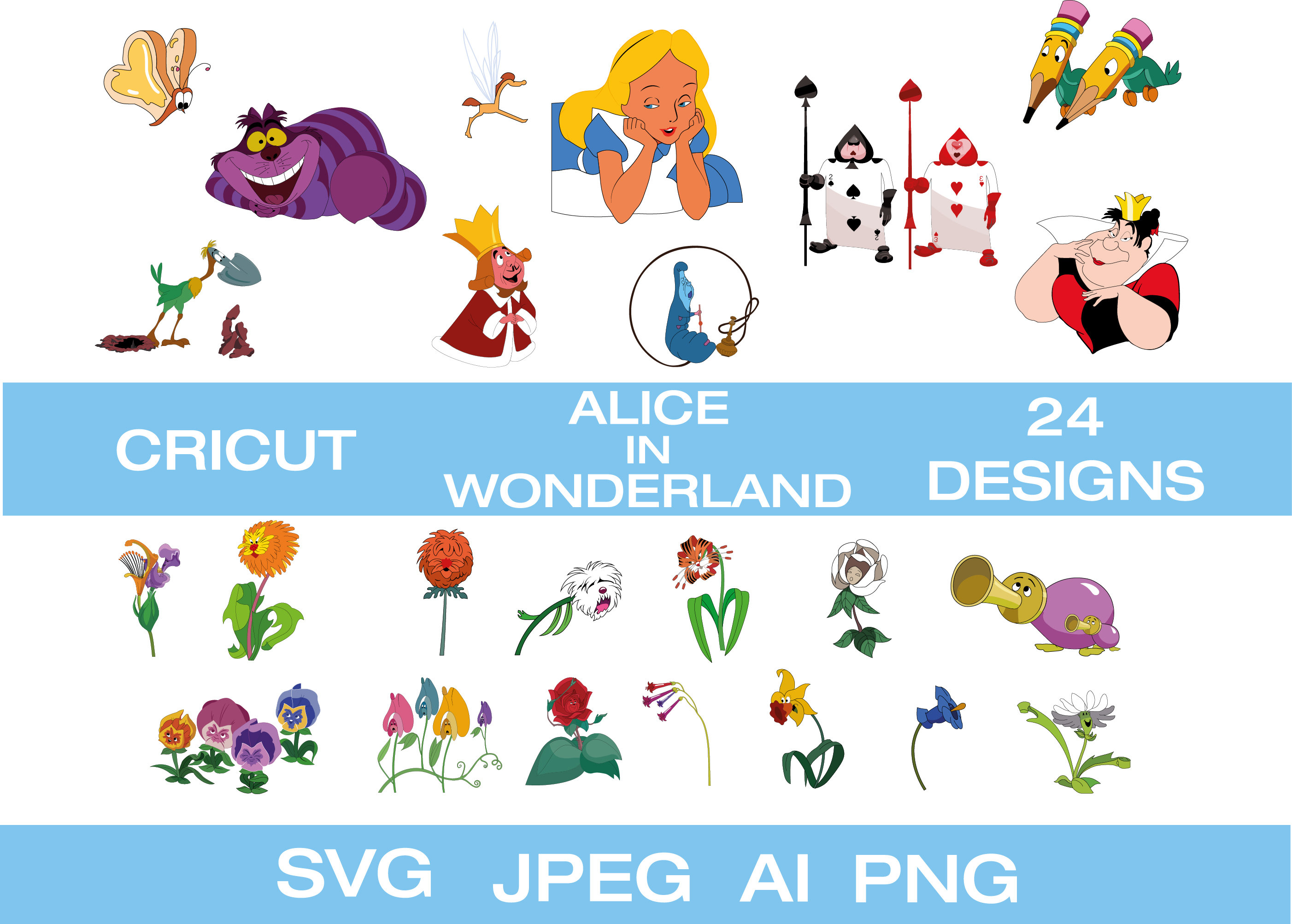 Alice in Wonderland Cricut SVG Bundle, Alice in Wonderland Png ...