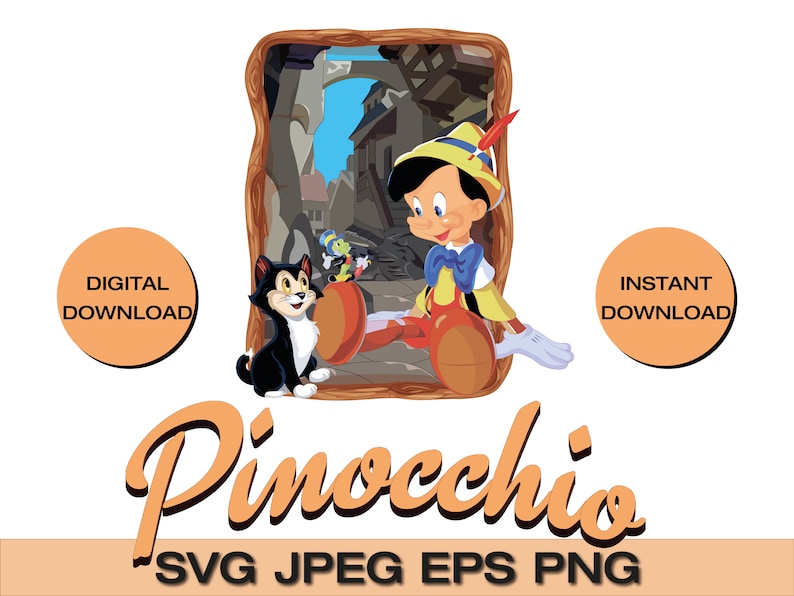 Pinocchio Svg and Figaro SVG File for Creative Projects, Instant ...