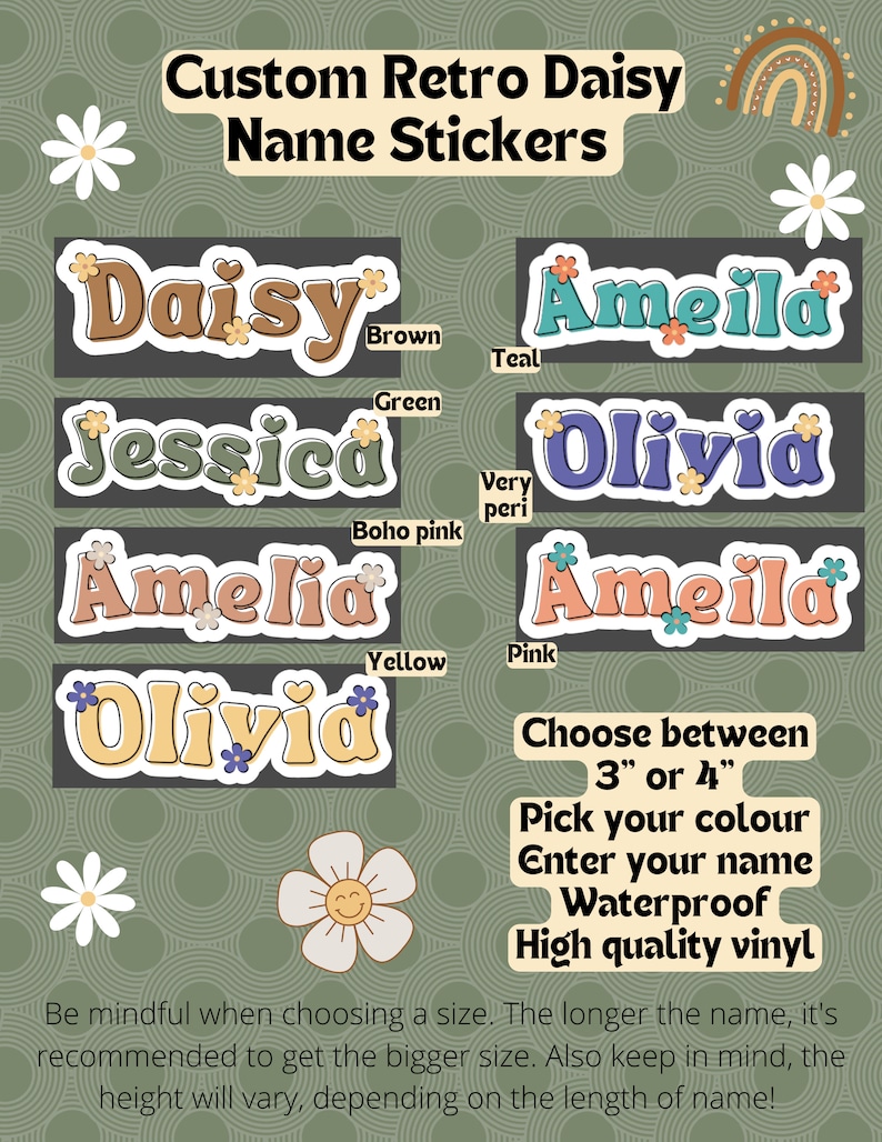 Custom Vinyl Name Stickers Retro Stickers Personalized - Etsy