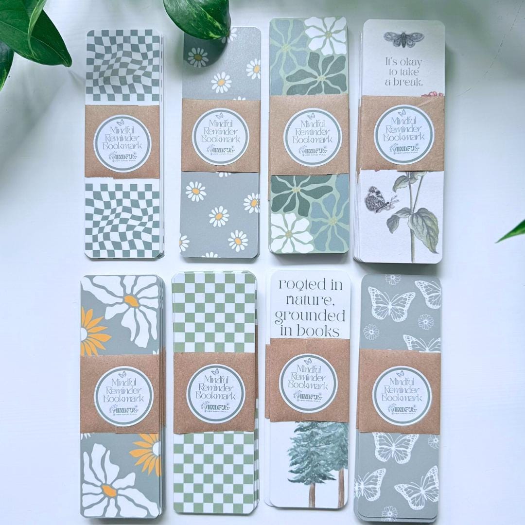 Mindfulness and Mental Health Bookmarks, Spring Aesthetic Handmade ...