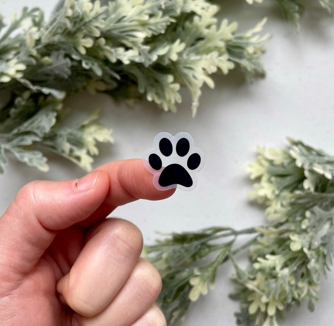 40 Tiny Clear Paw Print Stickers, Dog Sticker, Waterproof, Water Bottle ...