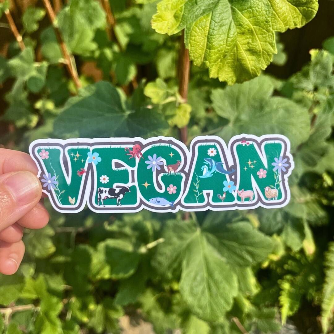 Vegan Waterproof Vinyl Sticker, Plant-based Sticker Vegan Gift, Animal ...