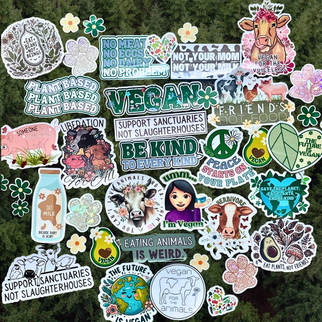 Vegan Sticker Pack, Waterproof Animal Rights and Vegan Stickers, Water ...