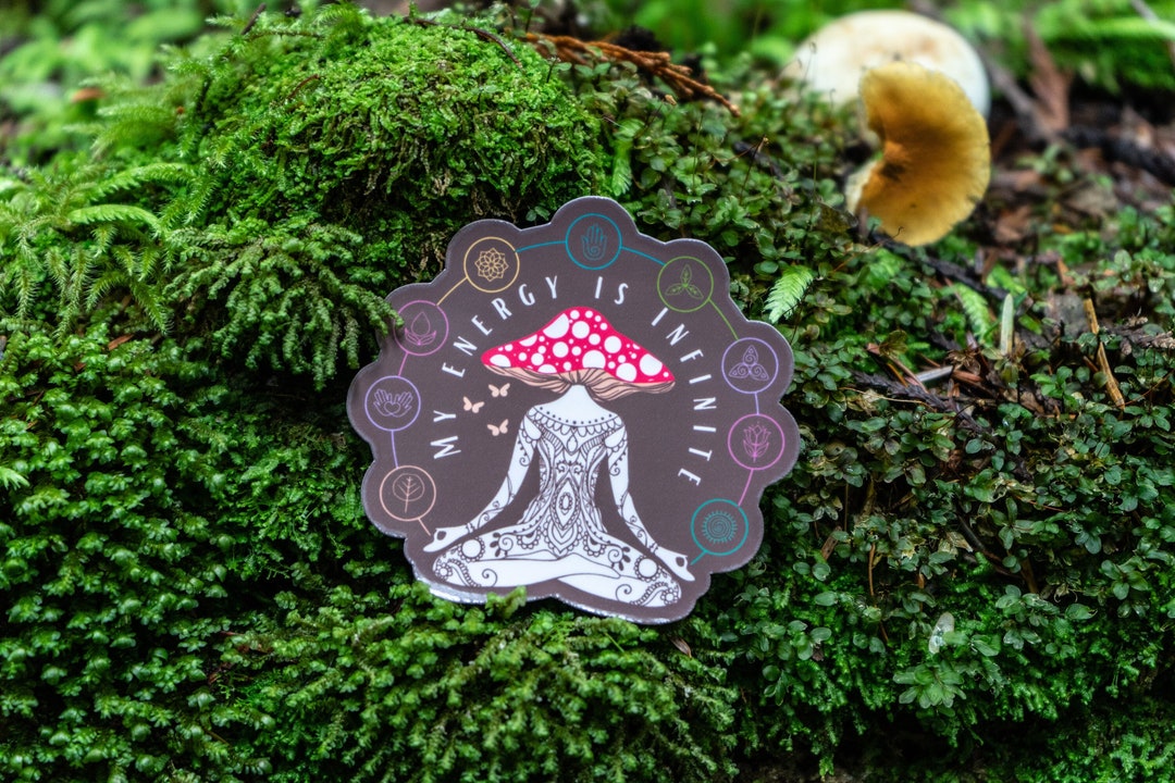 My Energy is Infinite Meditation Yoga Sticker, Boho Mushroom Chakra ...