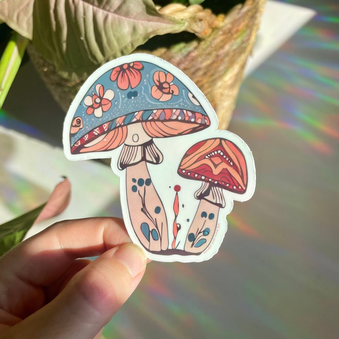 Boho Mushroom Sticker Fall Floral Fungi Sticker Laptop Stickers ...