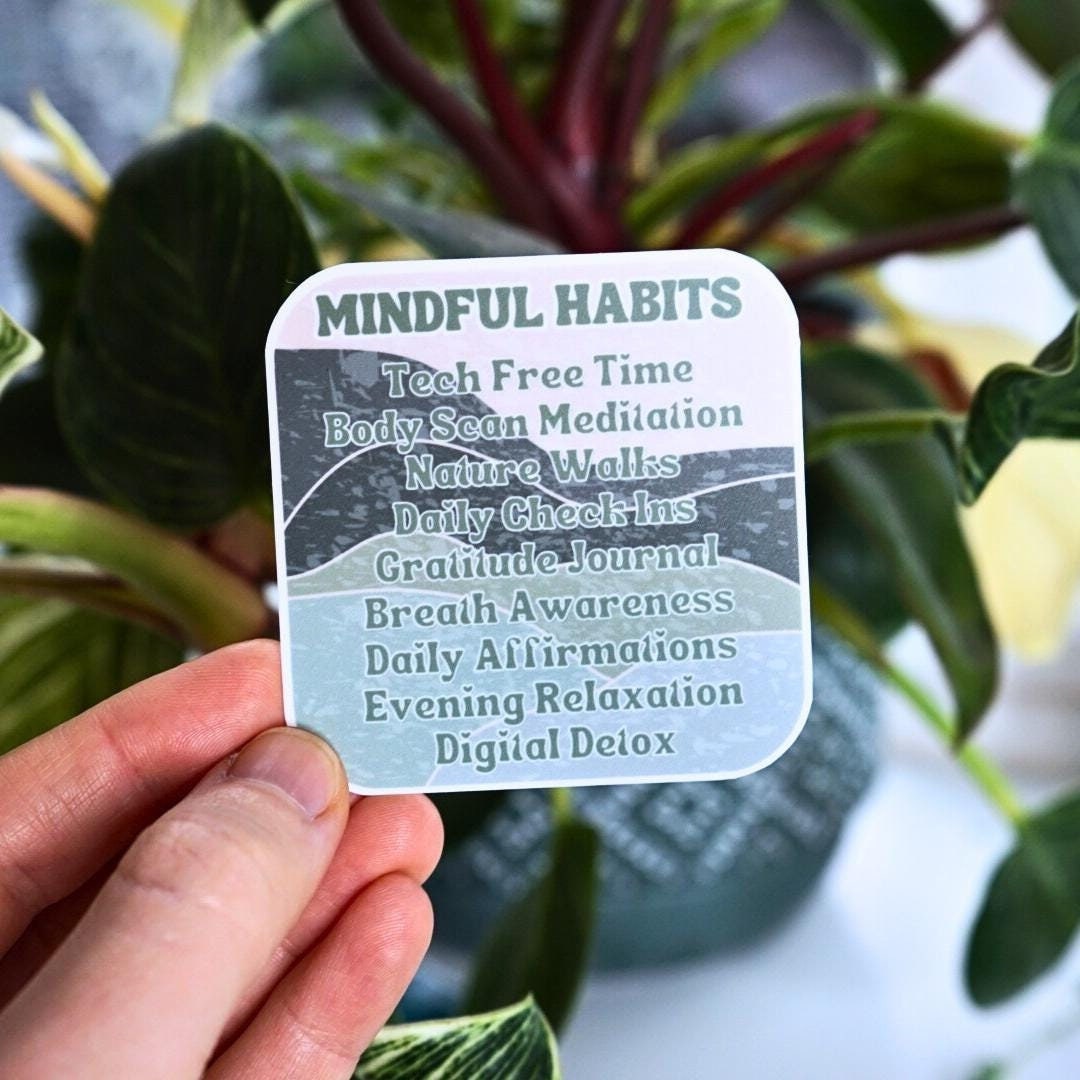 Mindful Habits Mental Health Sticker, Self-care and Mindfulness ...