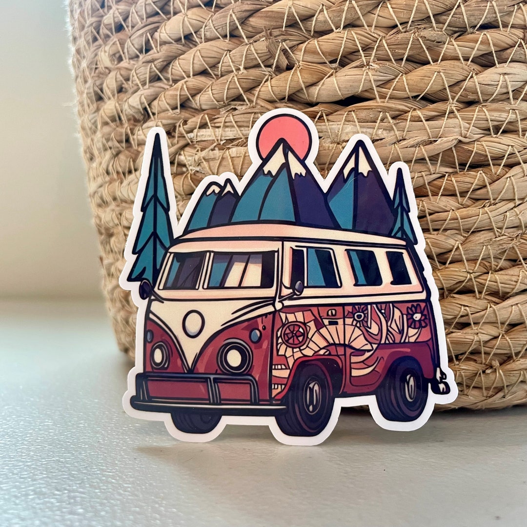 Retro Van Life Travel Sticker Groovy Road Trip Sticker, Waterproof Boho ...
