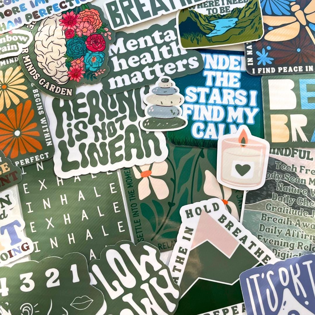 Mental Health Anxiety Sticker Pack, Random Waterproof Therapy and ...