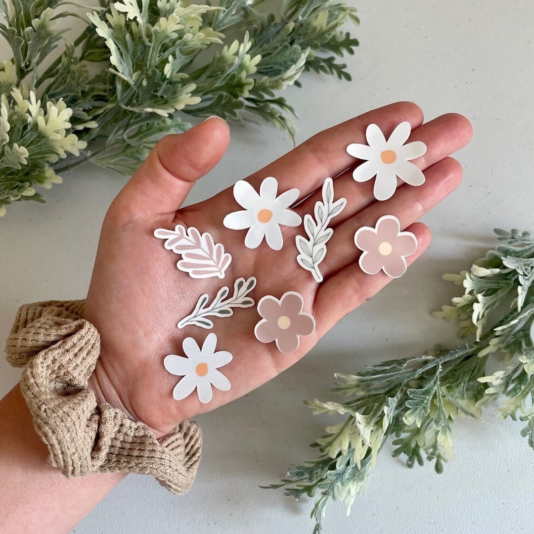 Cute Pastel Mini Flower Sticker Pack, Waterproof Floral Mini Daisy ...